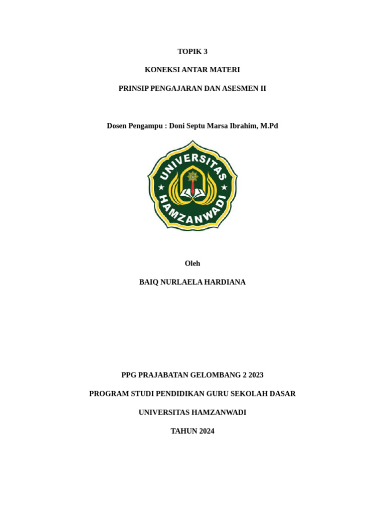 TOPIK 3-KONEKSI ANTAR MATERI-KUIS ASESMEN 2 | PDF