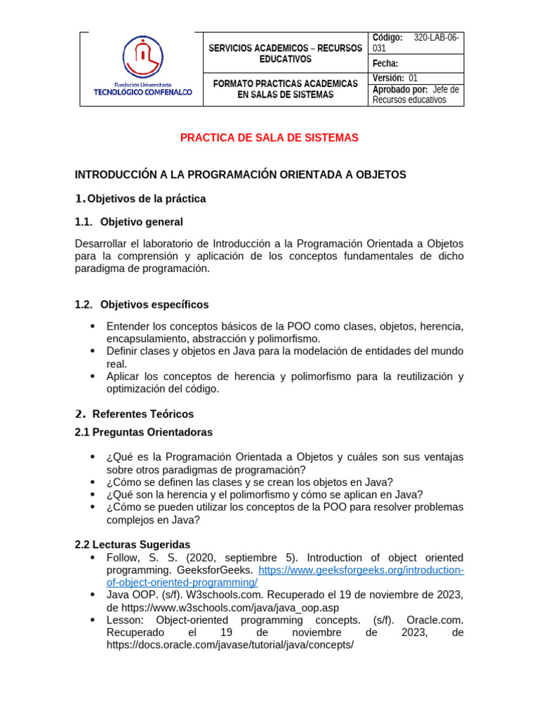 Introduccion Programacion Orientada Objetos | PDF | Programación orientada a objetos | Java ...