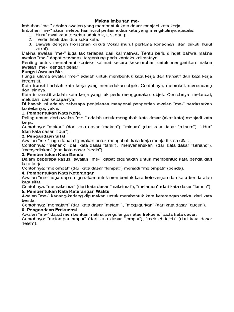Makna Imbuhan Me | PDF