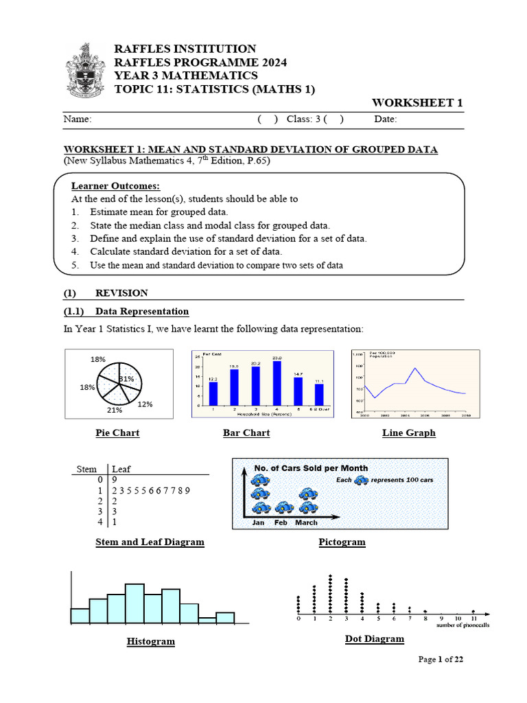 01 WS1 Mean and Standard Deviation For Grouped Data PDF | PDF | Standard Deviation | Mean