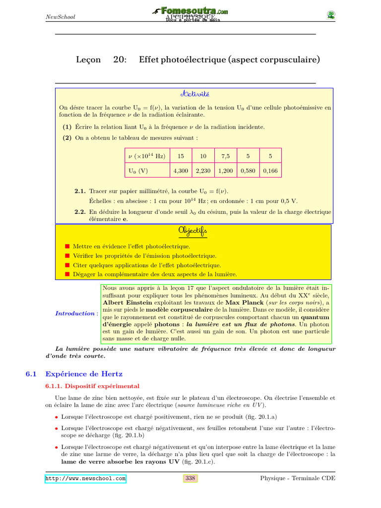 Effet photoélectrique : expérience et théorie | PDF | Photon | Effet ...