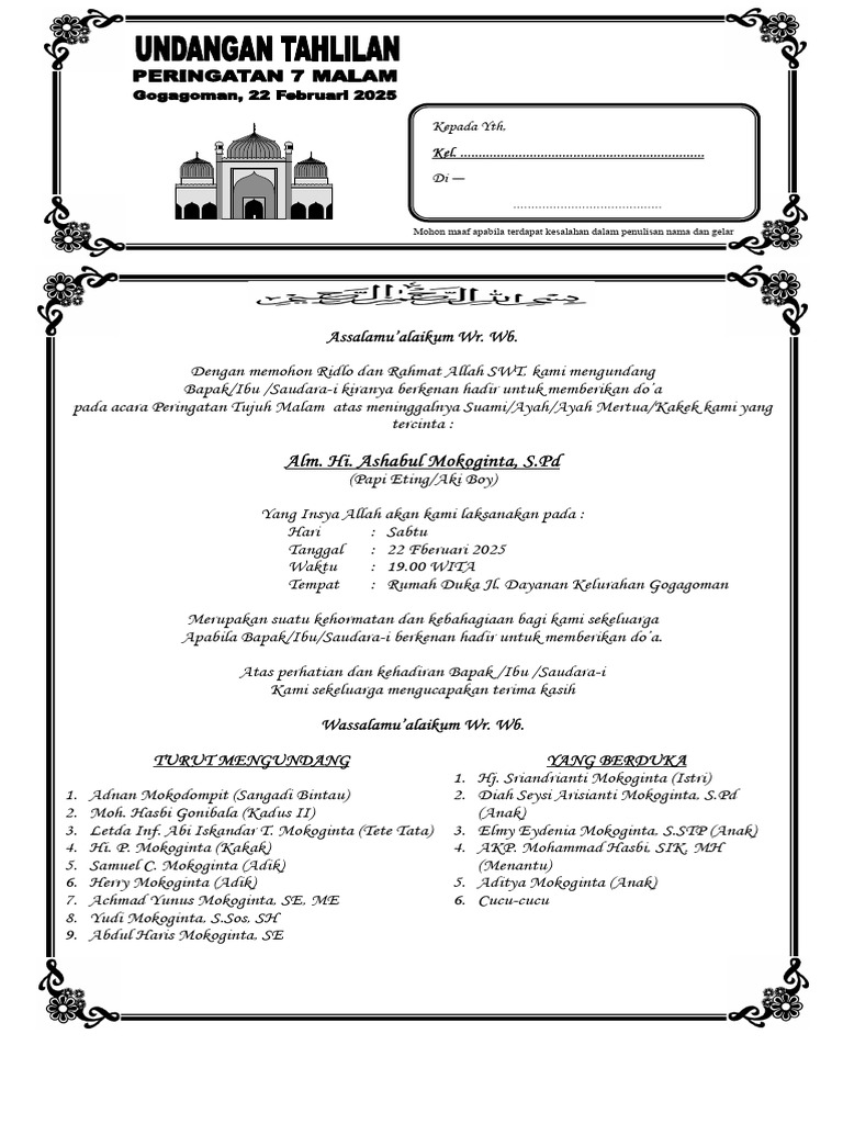 undangan 7 malam | PDF