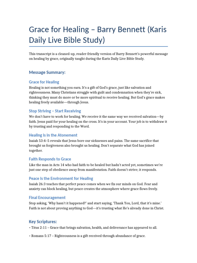 Grace_for_Healing_Barry_Bennett | PDF
