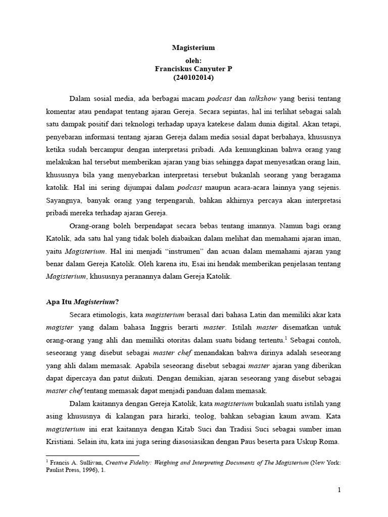Peran Magisterium dalam Gereja Katolik | PDF