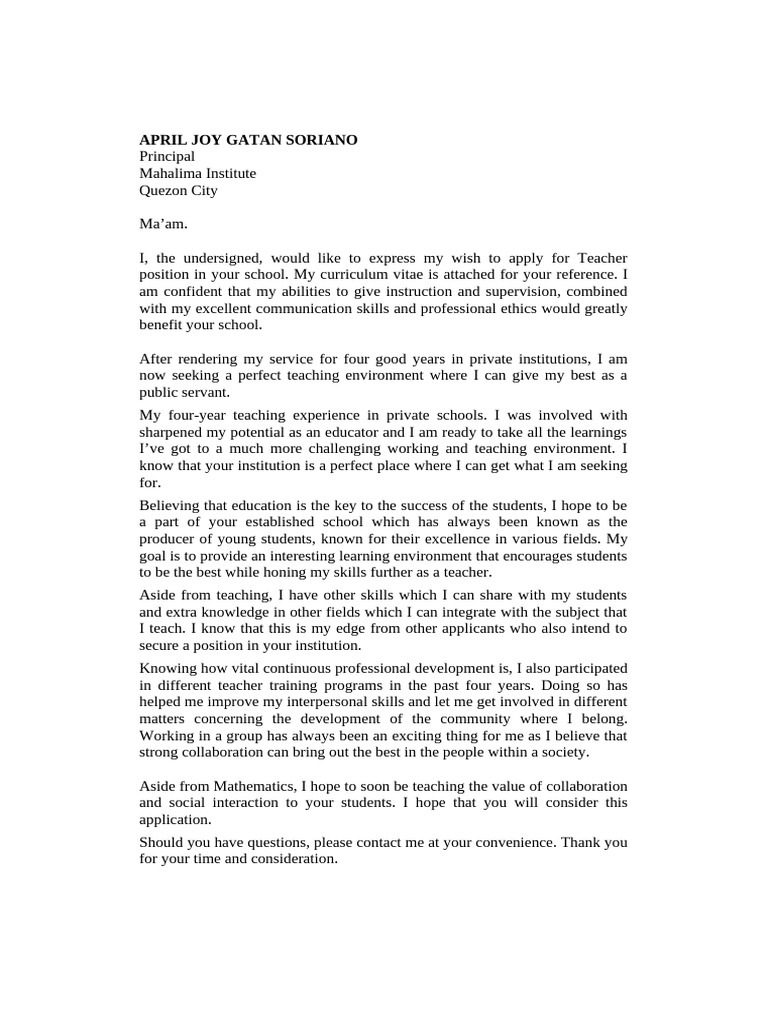 KIara Resume and Letter of Intent | PDF | Teachers | Learning