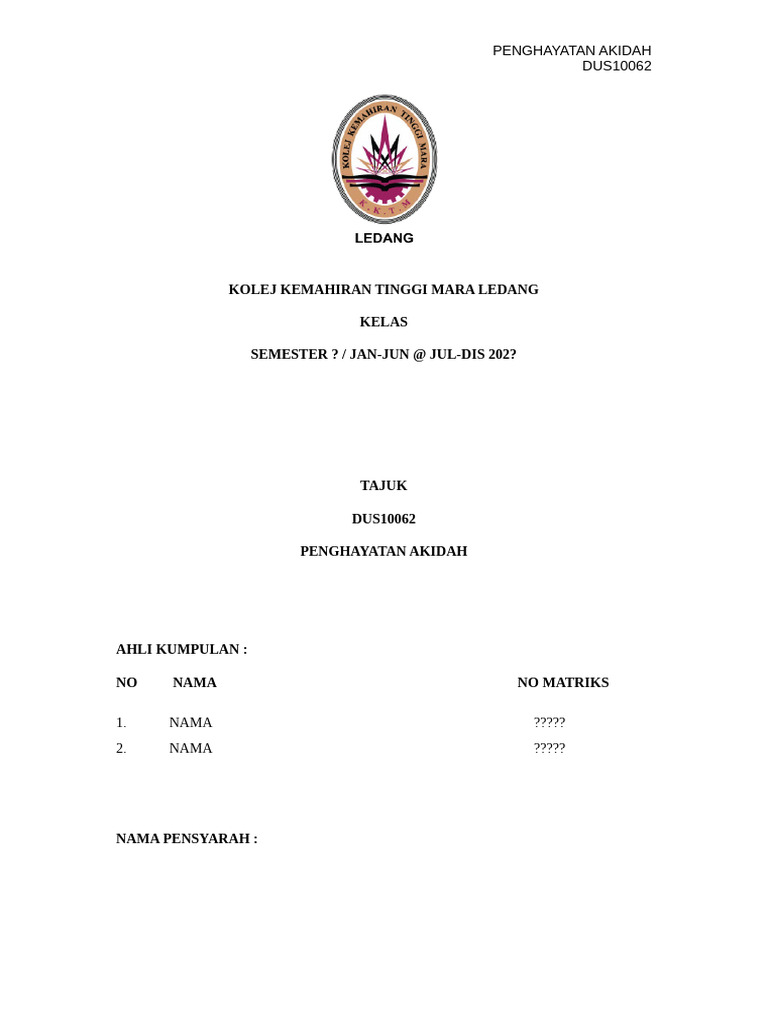 Contoh Muka Depan | PDF