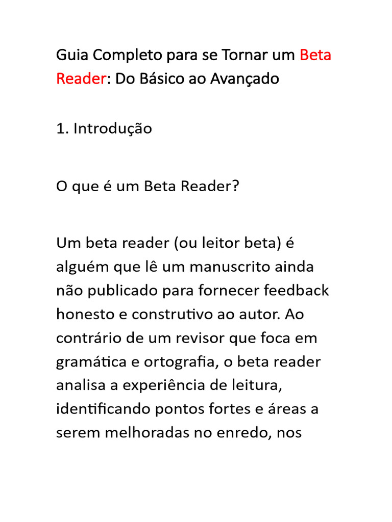 Guia Betareader Profissional | PDF | Comentários | Revisão