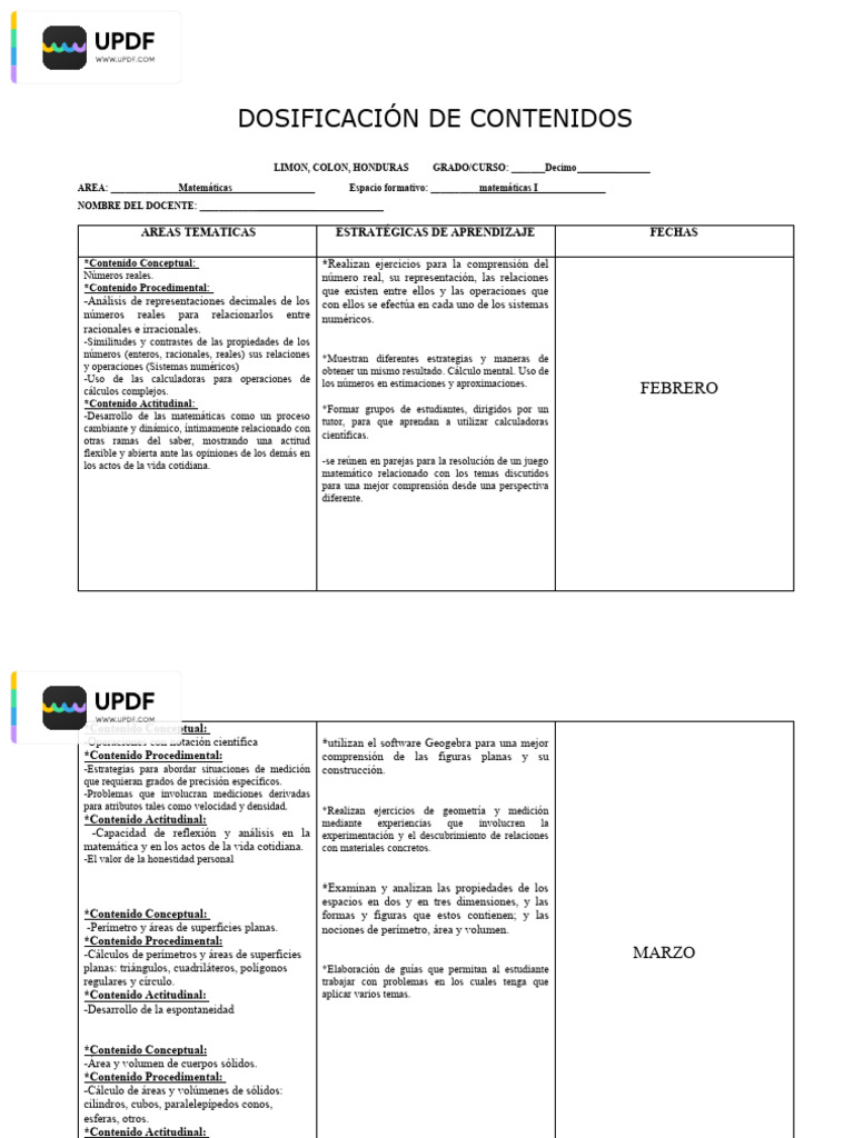 Jornalizacion de Matematica de Decimo | PDF | Ecuaciones | Matriz (Matemáticas)