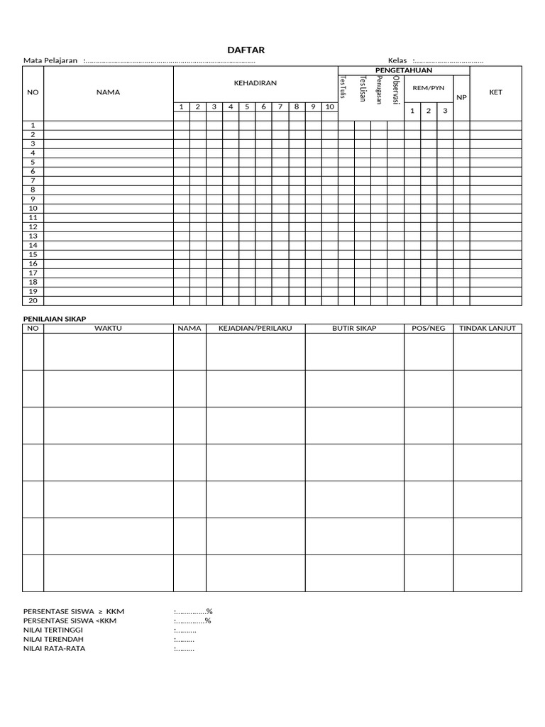 HALAMAN ISI DAFTAR NILAI RUMUS | PDF