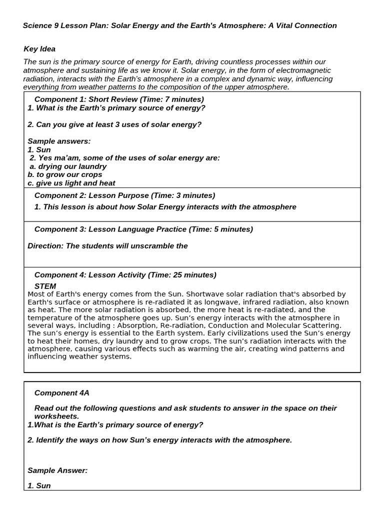 G9 - Q4 - Carmen - Perez, Janet A. - NLC-LP | PDF | Atmosphere Of Earth | Sun