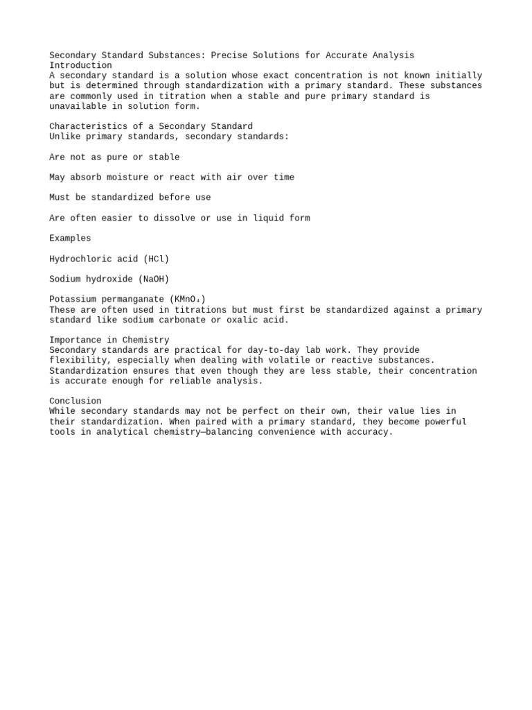 Secondary Standard Substances Preci | PDF