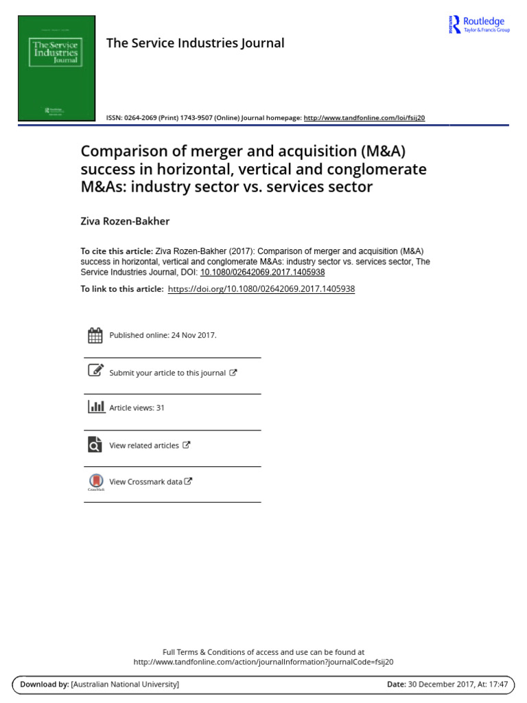 Horizontal Merger, Industry Vs | PDF | Mergers And Acquisitions ...
