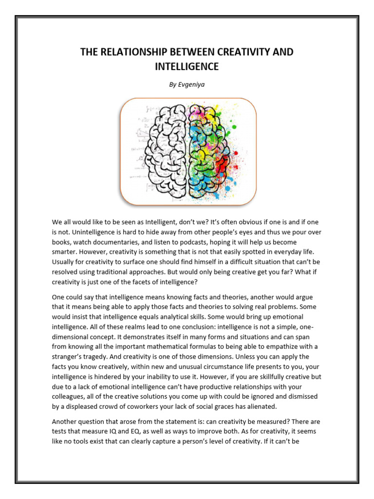Creativity as a Dimension of Intelligence | PDF | Creativity | Intelligence