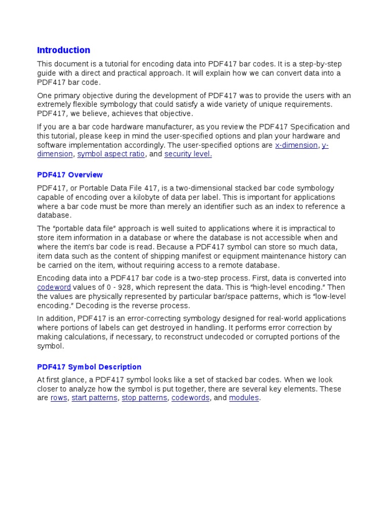 PDF 417 How To | PDF | Code | Byte