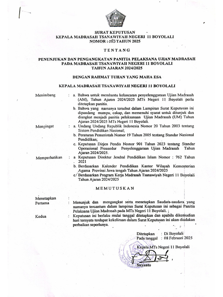 SK Pan & Pengawas UM 2025 | PDF