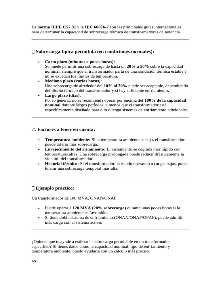 Norma IEEE C57.91 y La IEC 60076-7 | PDF | Transformador | Temperatura