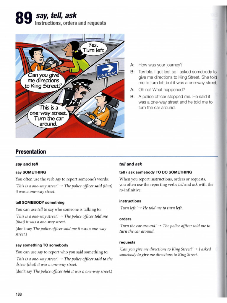 Hoja 9 Say, Tell, Ask (Reported Speech) | PDF