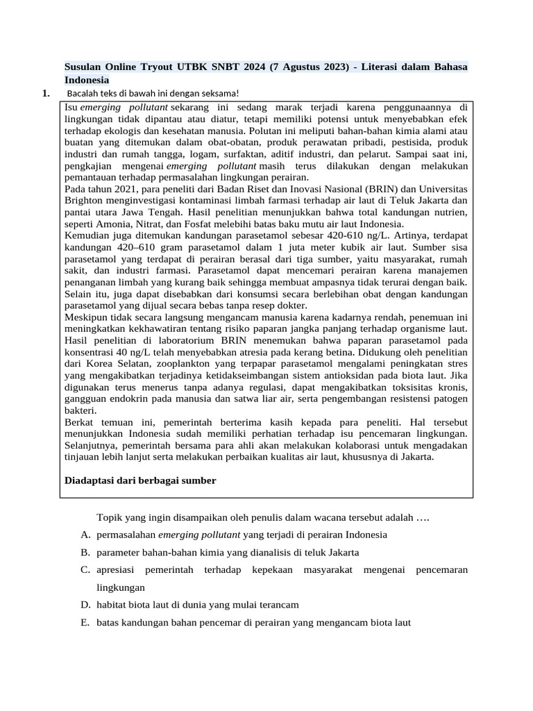 Latihan Soal Saj 23 24 | PDF