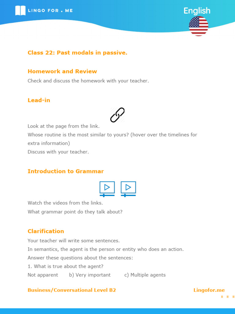 Past Modals in Passive: Class 22 Guide | PDF