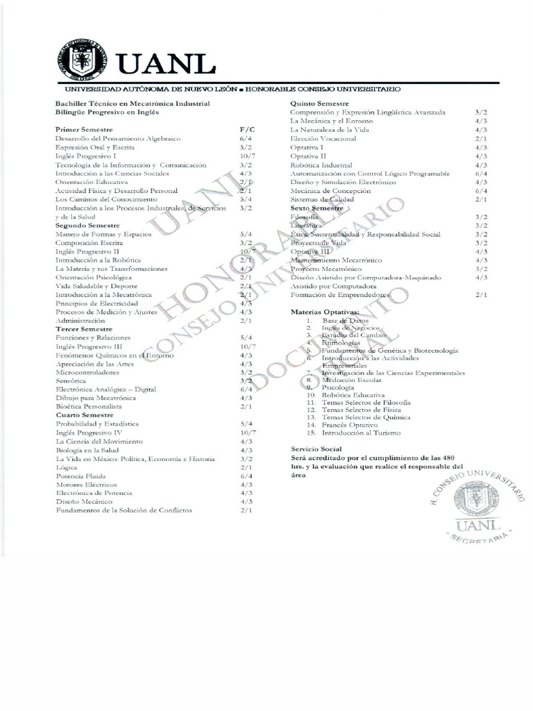 PLAN MecatronicaIndustrialBPingles UANL | PDF