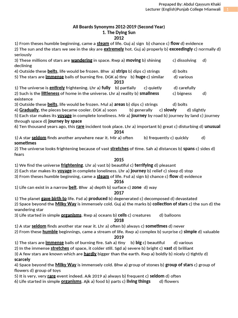 Synonyms for Life and the Universe | PDF | Famine