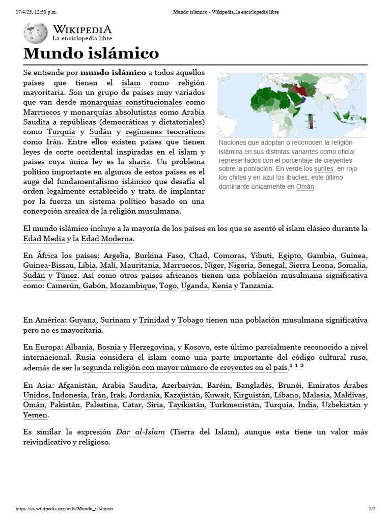 Mundo islámico - Wikipedia, la enciclopedia libre | PDF | Mundo musulmán