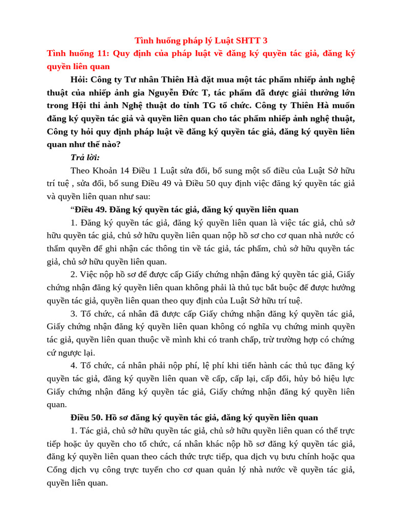 Tình huống pháp lý Luật SHTT 3 | PDF