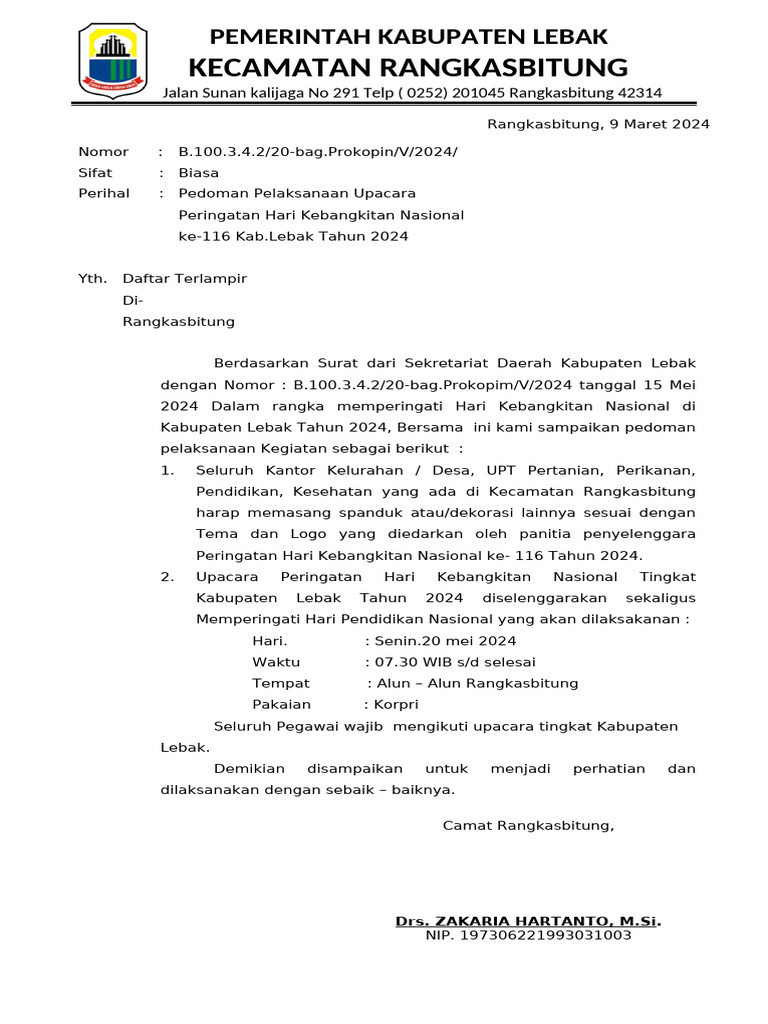 SURAT HIMBAUAN HARDIKNAS 2024 | PDF