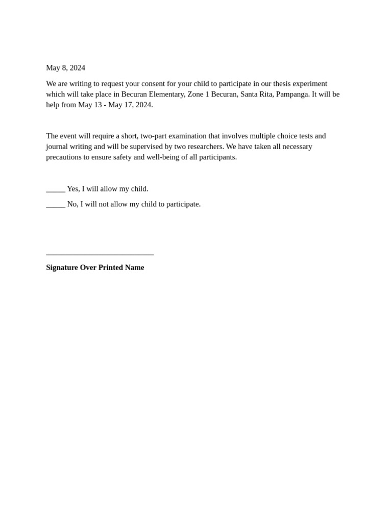 Consent Form Thesis | PDF