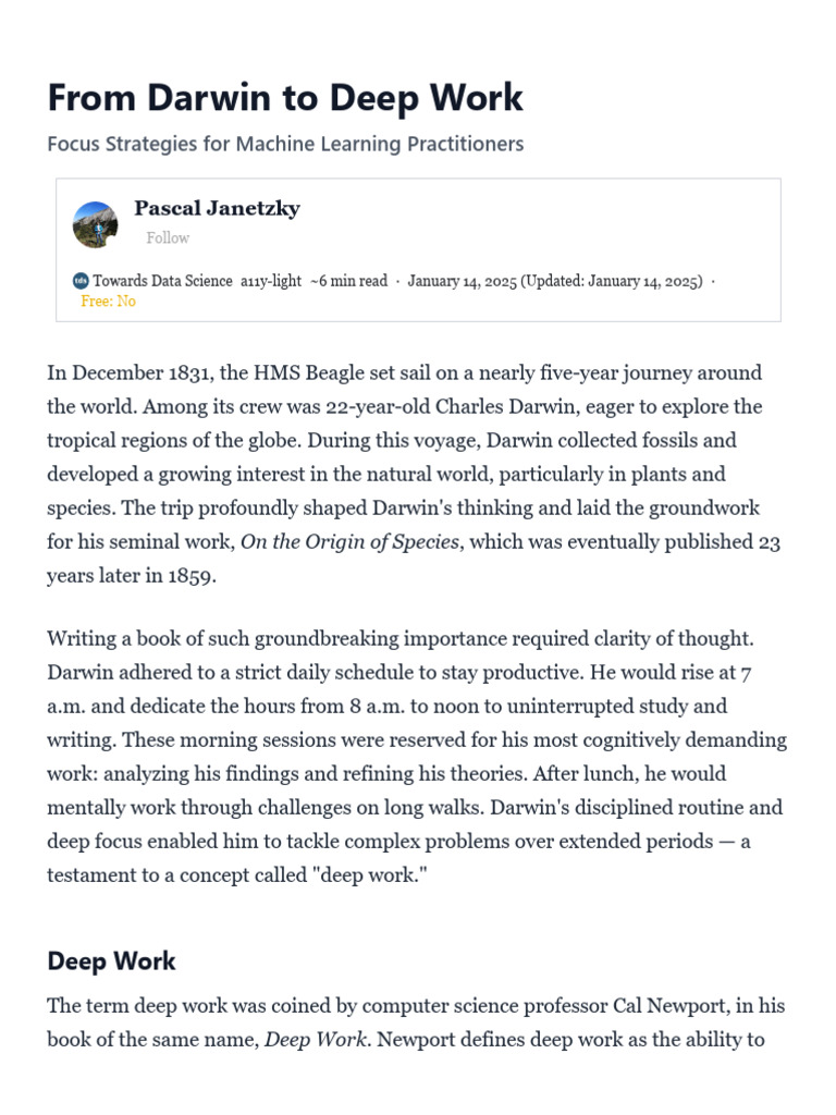 From Darwin to Deep Work _ by Pascal Janetzky _ in Towards Data Science - Freedium | PDF ...