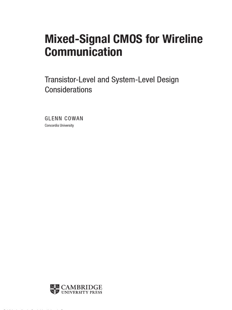 Eetop - CN - Mixed-Signal CMOS For Wireline Communication | PDF | Integrated Circuit ...