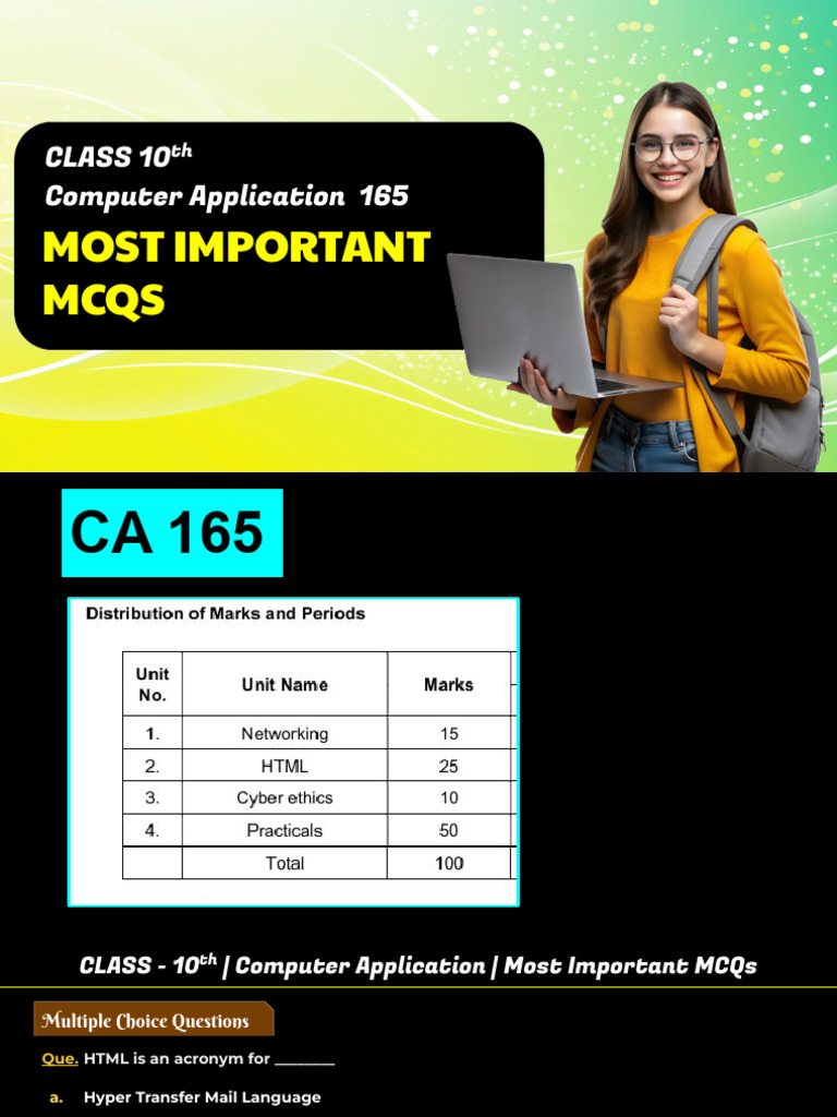 Class 10th Computer Application Most Important MCQs Barkha Mam | PDF ...