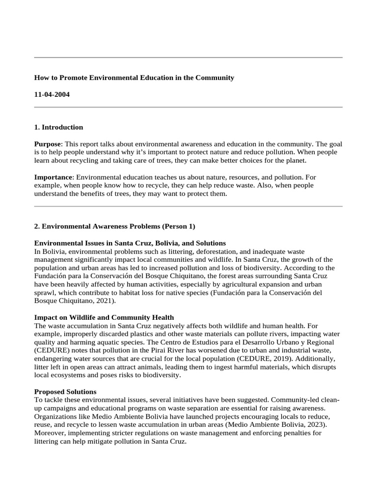 How To Promote Enviromental Education at The Comunity | PDF | Water ...