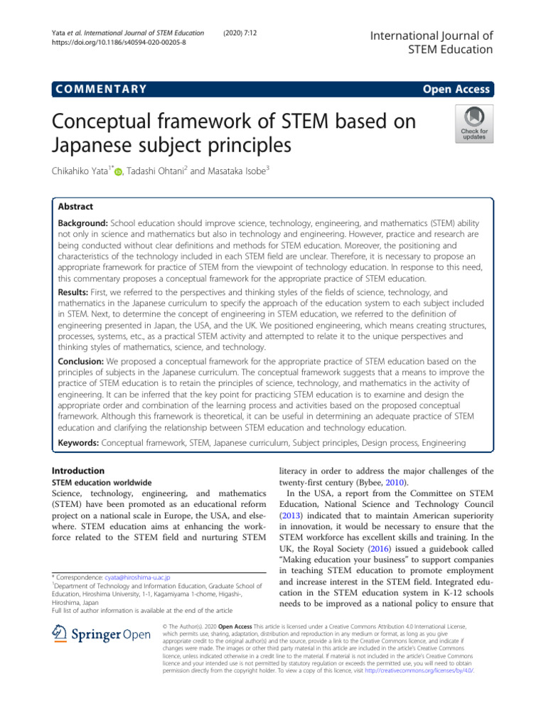 CF_SPRINGER_Proposed STEM Framework | PDF | Science, Technology ...