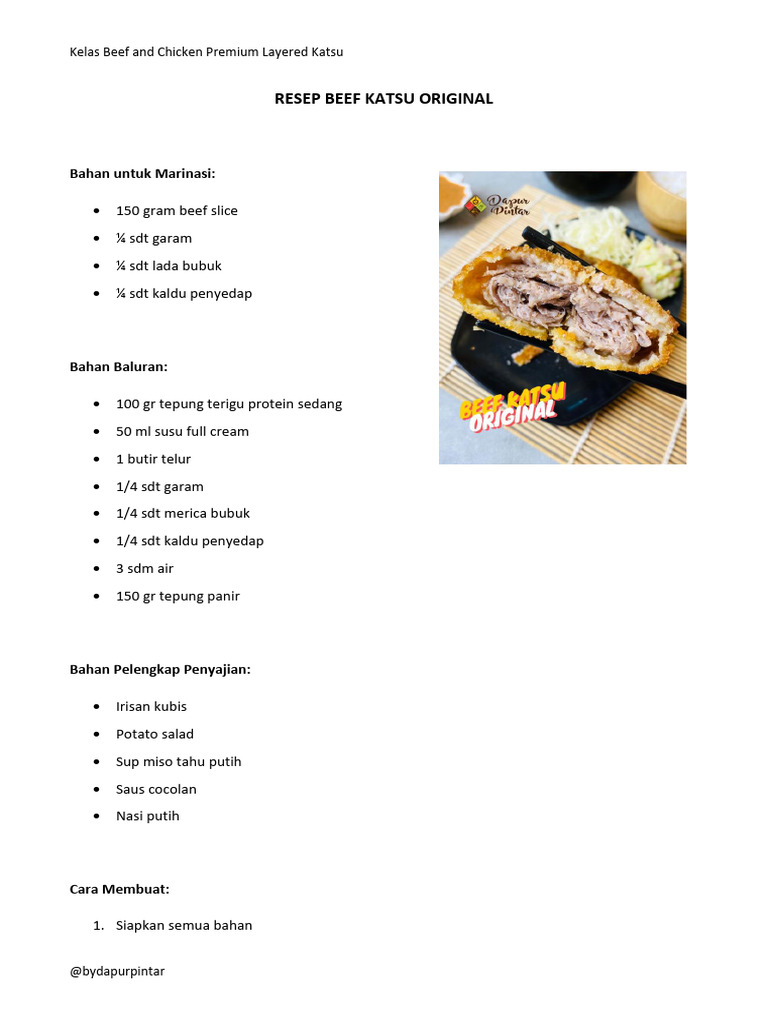 Resep Beef Katsu Original | PDF