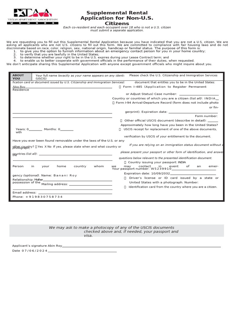 The Pearl Supplemental App | PDF | Identity Document | United States ...
