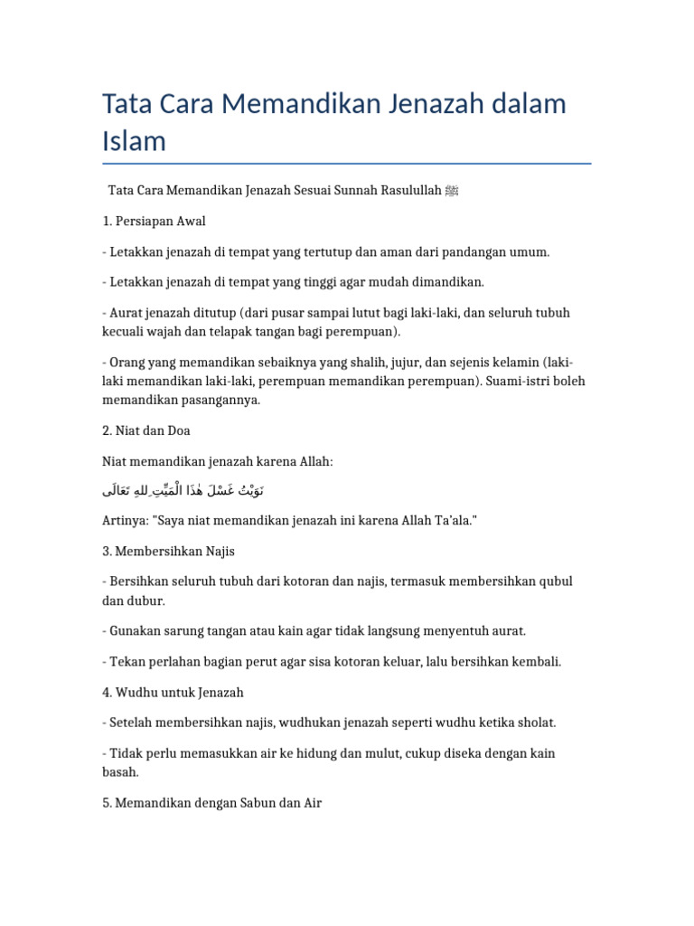 Niat Memandikan Jenazah dalam Islam | PDF
