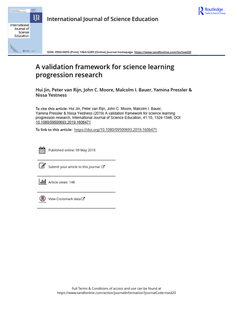 Jin Et Al. (2019) - A Validation Framework For Science Learning Progression Research | PDF ...