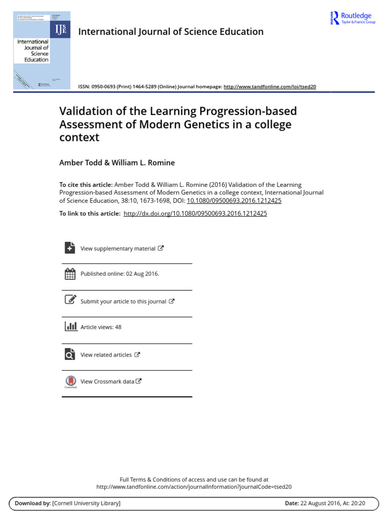 Validating Genetics Assessment for College | PDF | Quartile | Validity ...