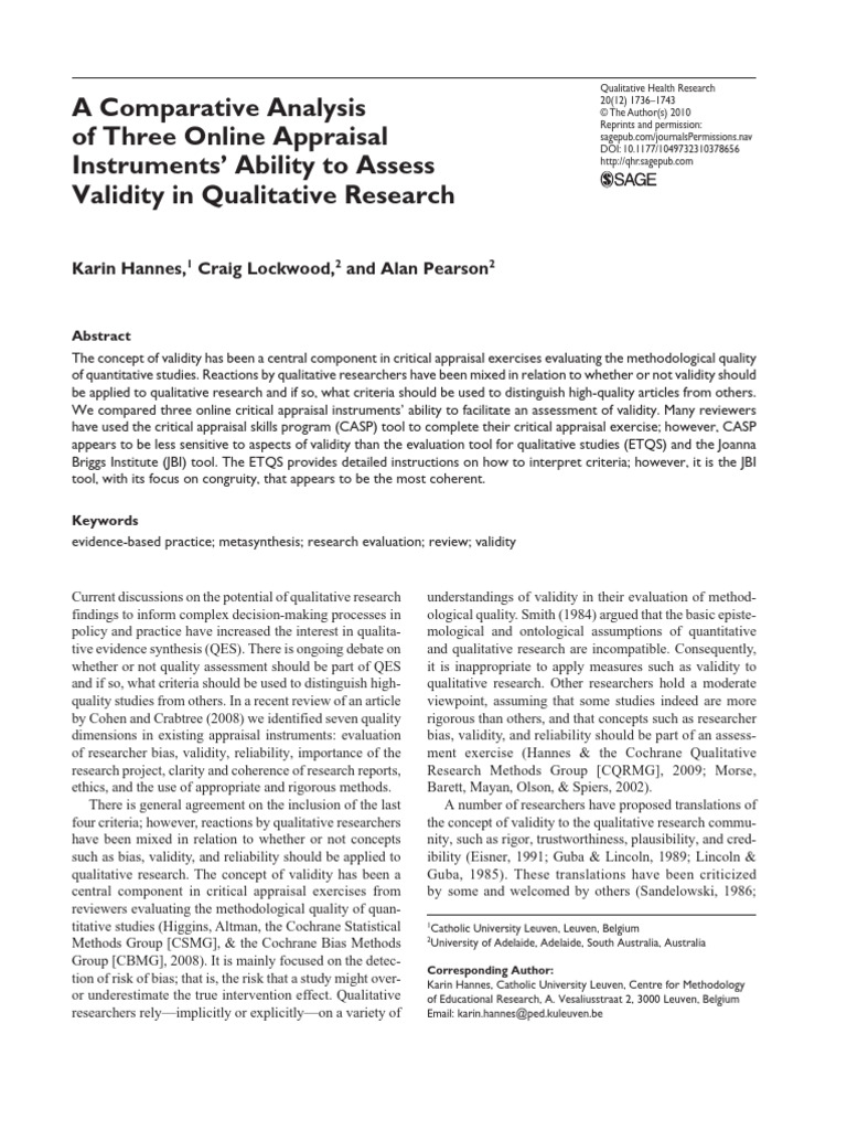 [Quality] Hannes et al. (2010). A comparative analysis of three online appraisal instruments ...