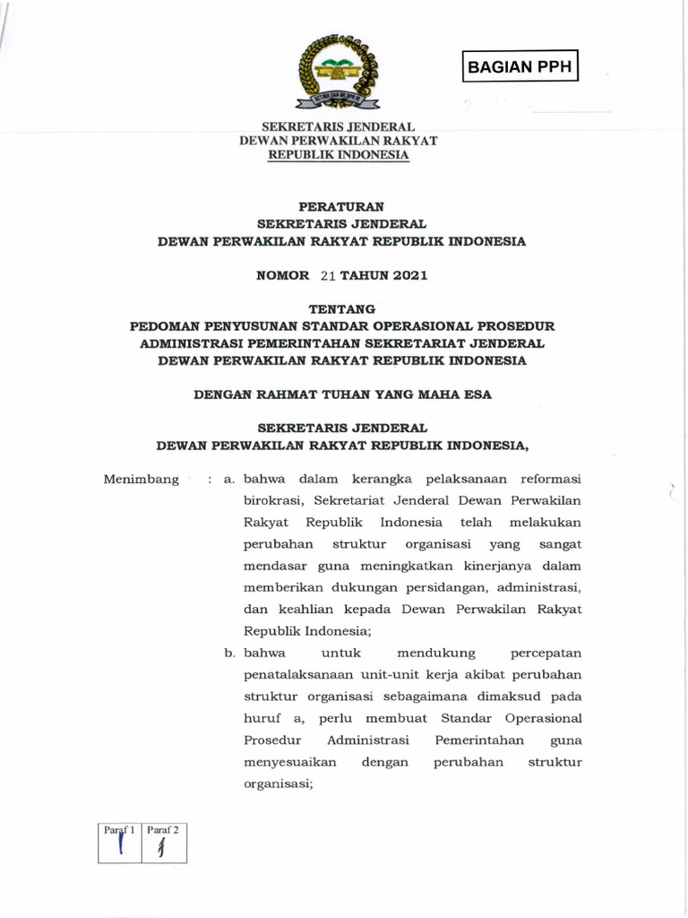 Persekjen202 - 2021 - 21-Pedoman Penyusunan Standar Operasional Prosedur Administrasi ...