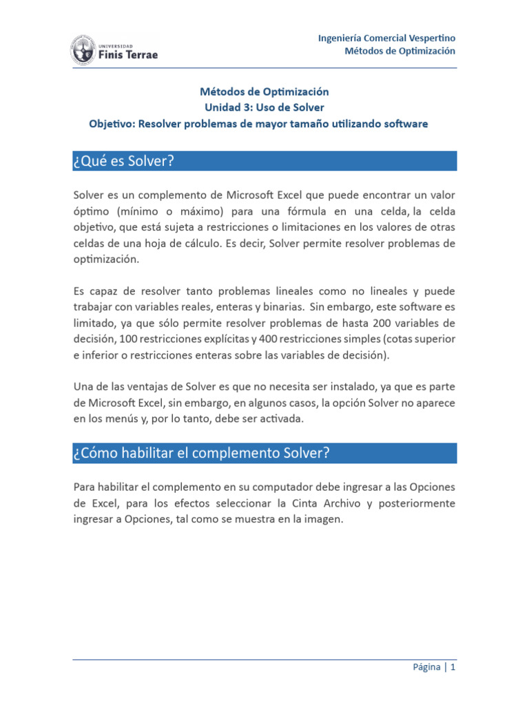 Metodos-de-Optimizacion-Apunte-Unidad-3-Solver | PDF | Optimización Matemática | Hoja de cálculo