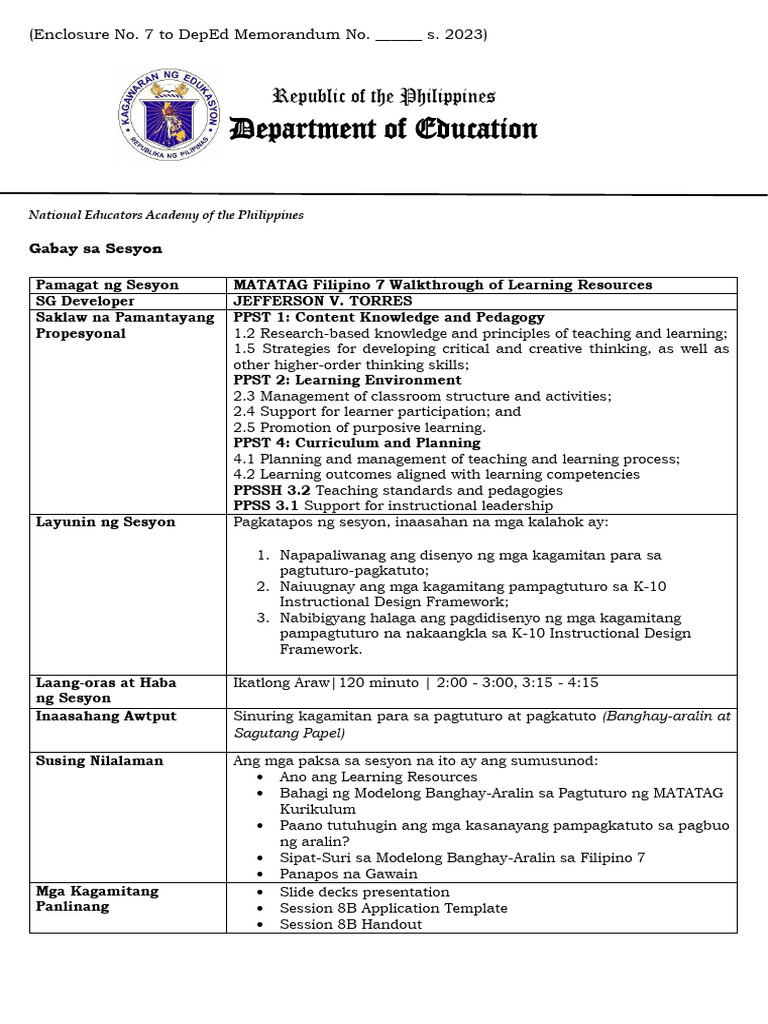 SG Filipino 7 Session 7B | PDF
