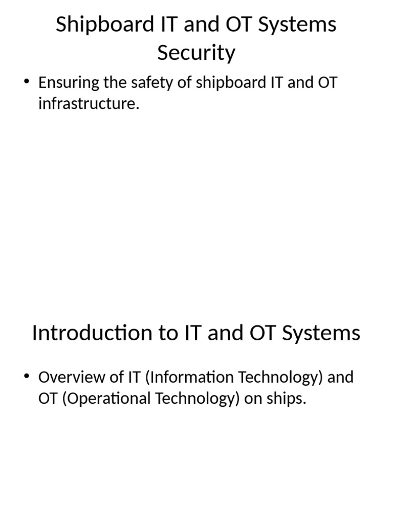 Shipboard IT and OT Systems Security | PDF