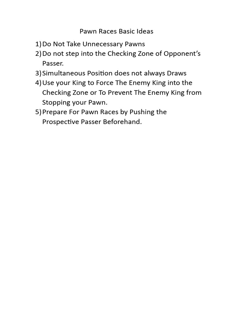 Pawn Race Concepts | PDF