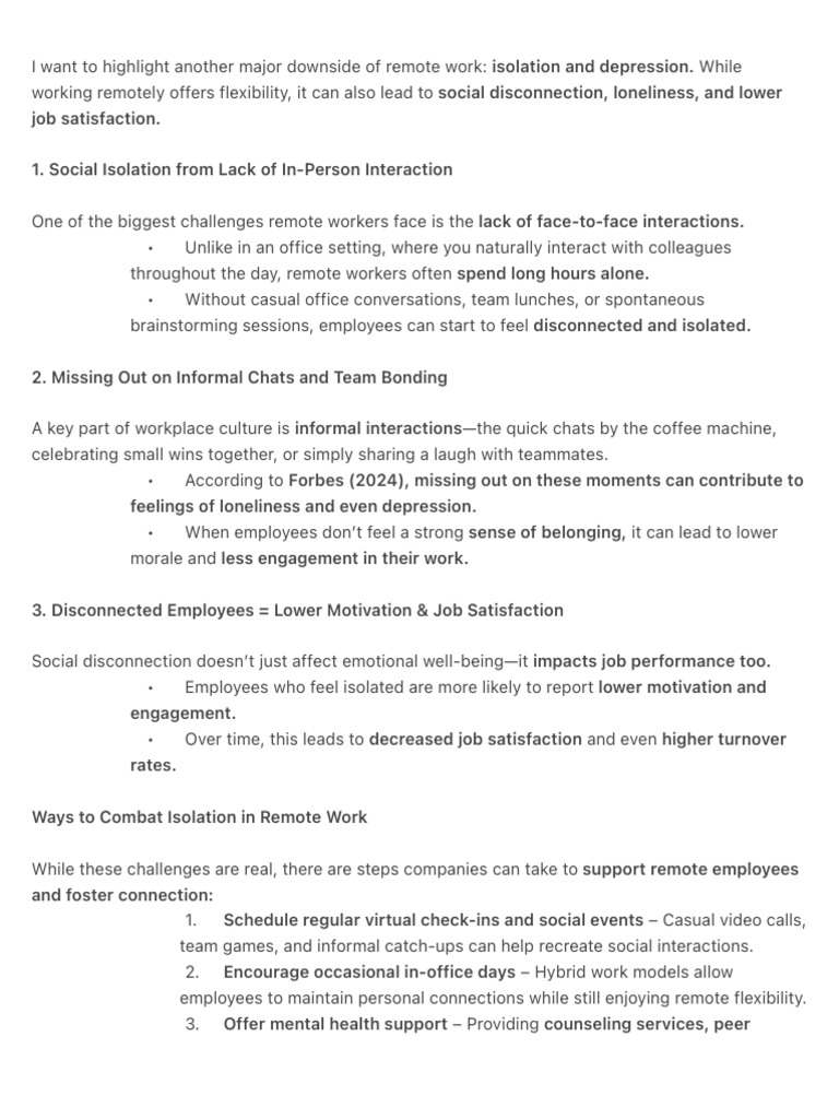Combatting Remote Work Isolation Risks | PDF | Industrial And ...