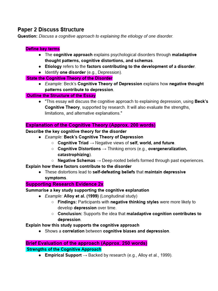 IB Psychology HL: Discuss ERQ Structure | PDF | Cognitive Therapy ...