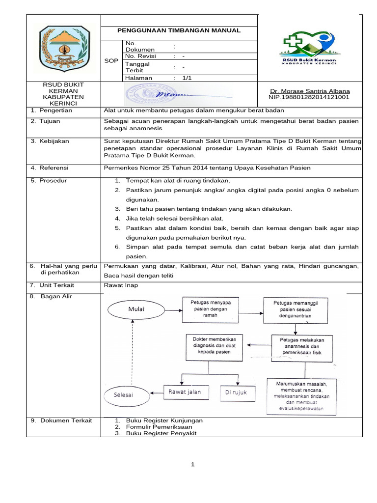 SOP PENGGUNAAN TIMBANGAN MANUAL | PDF