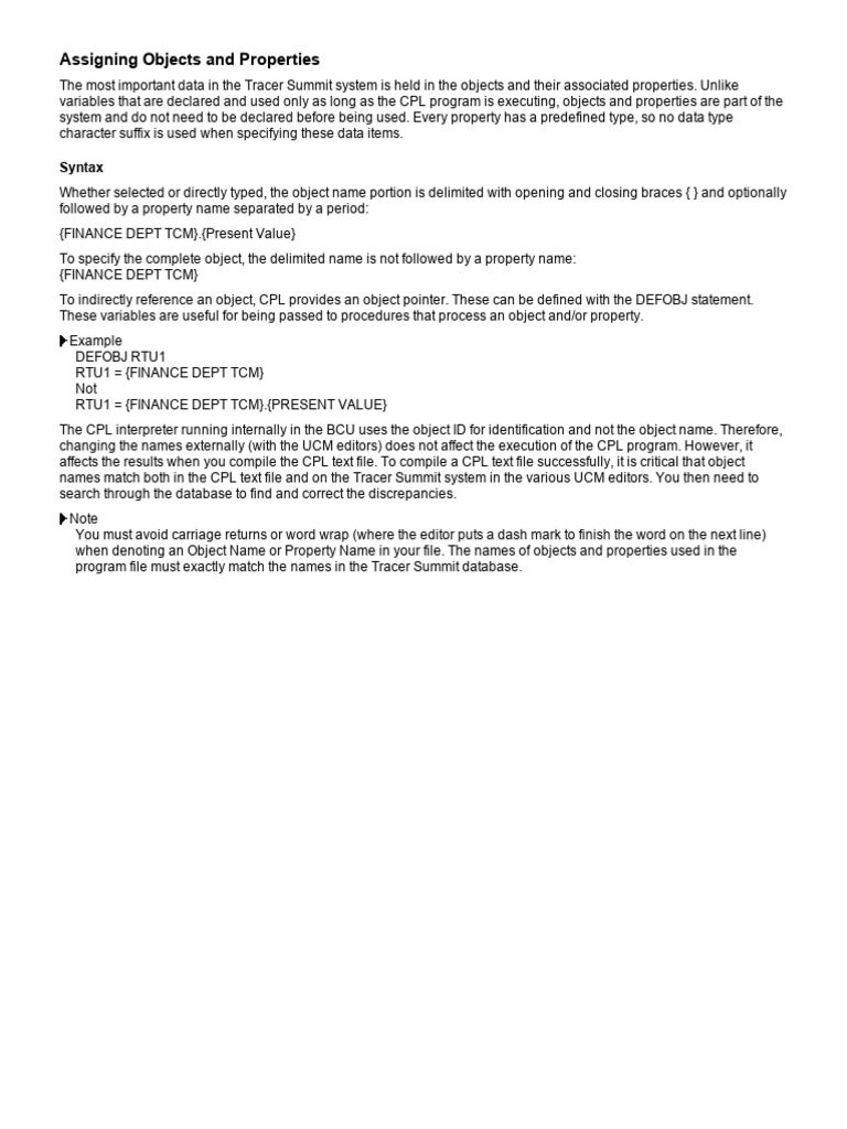 CPL Assigning Objects and Properties | PDF