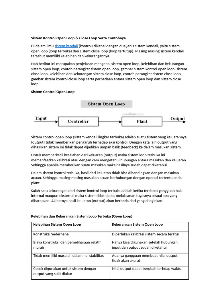 Sistem Kontrol Open Loop | PDF